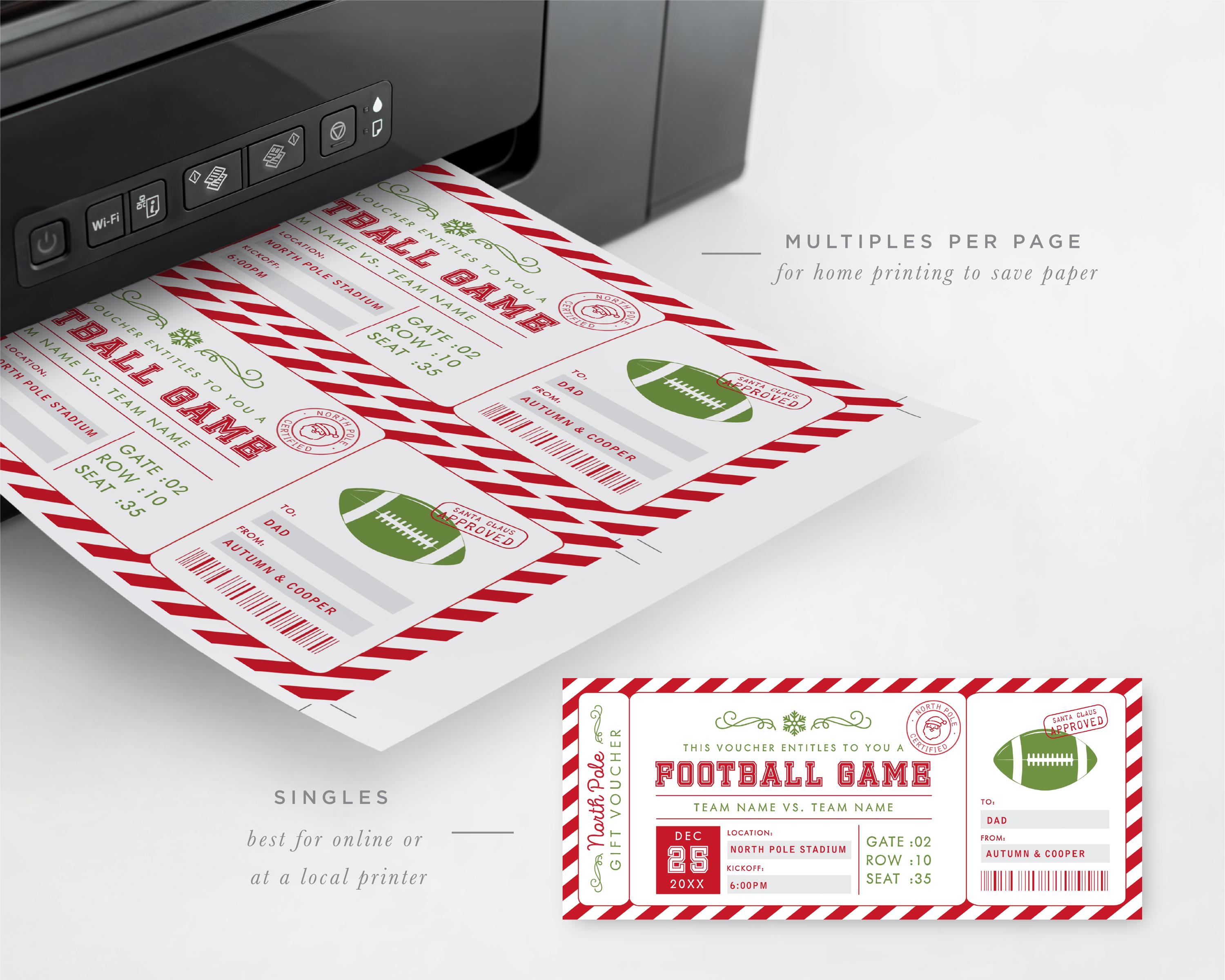 Football Game Christmas Gift Certificate Printable: Football Holiday ...