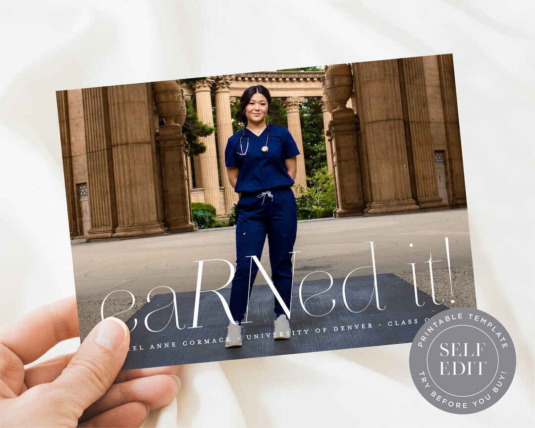 Nursing School Graduation Announcement Template: 5x7 Printable (corjl ...