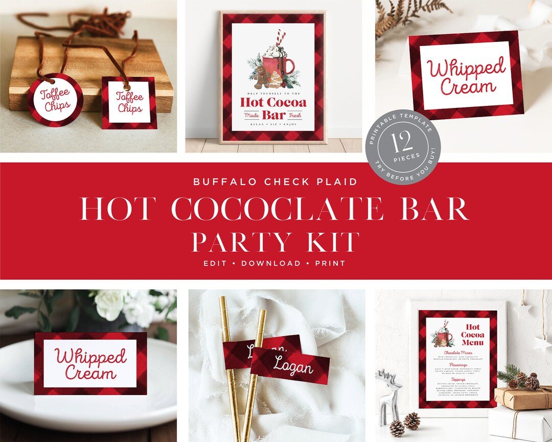 Hot Chocolate Bar Party Kit Templates, Hot Cocoa Bar Holiday Party ...