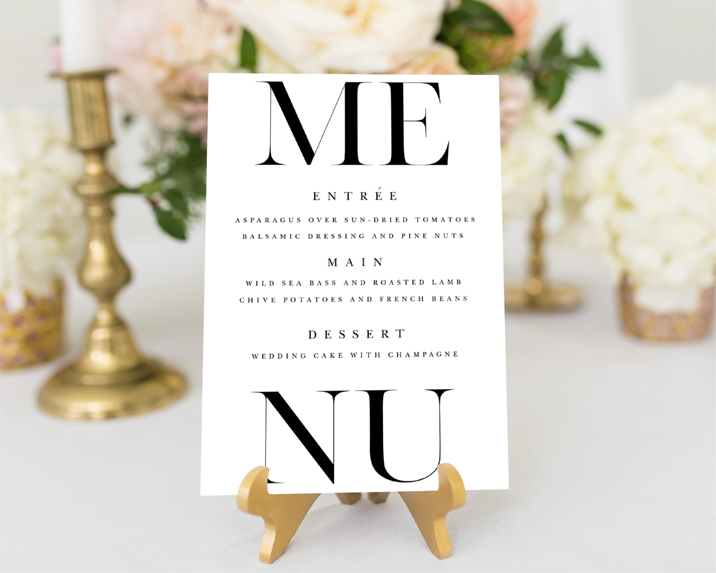 Wedding Menu Template Classic Black and White Wedding Menu | Etsy