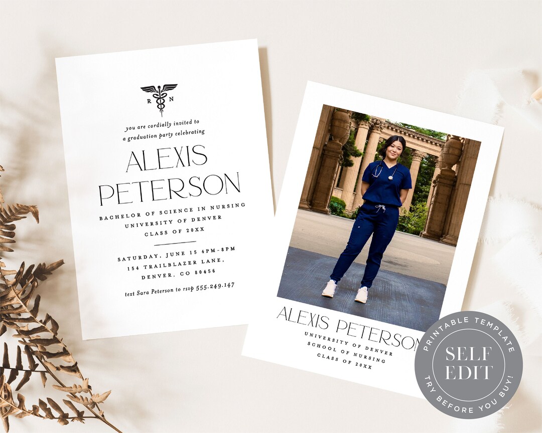 Nursing School Graduation Party Invitation Template, Nursing School ...