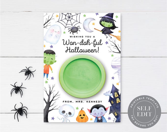 Printable Halloween Play-doh Card Halloween Favor Printable Halloween ...