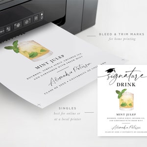 Graduation Signature Drink Sign Template: Cocktail Party Printable ...