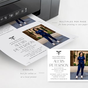 Nursing School Graduation Party Invitation Template: 5x7 Editable ...