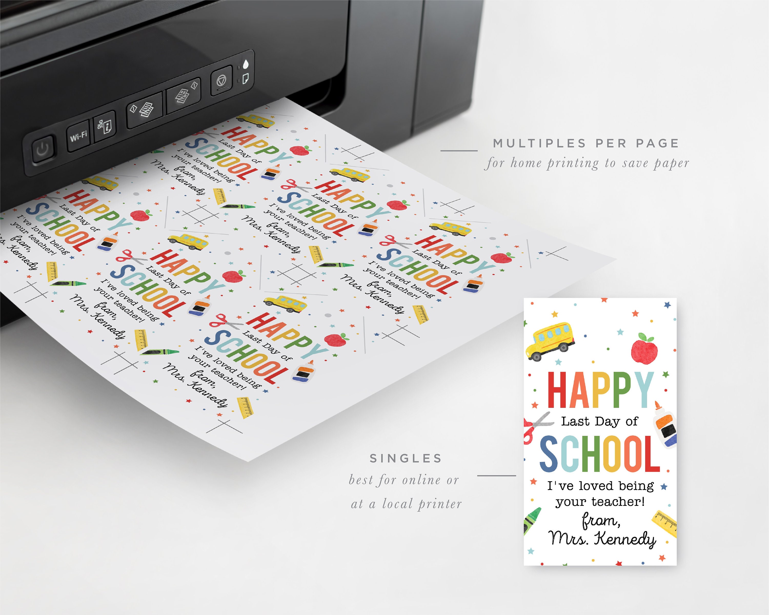 Happy Last Day of School Teacher Gift Tag Printable, End of the School ...