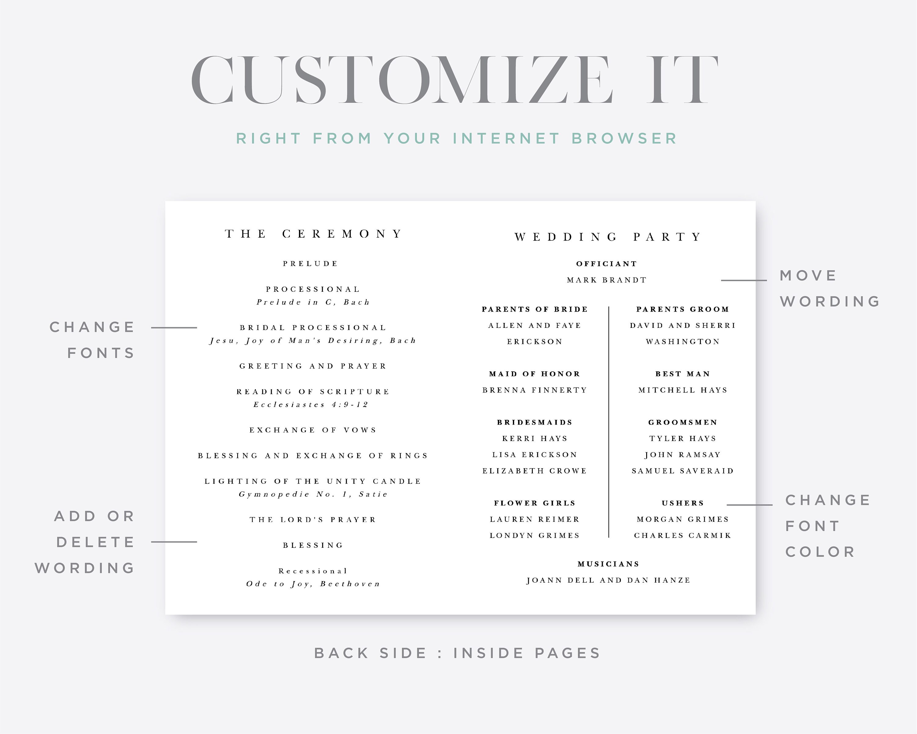 Printable Wedding Folded Program Template Minimalist Wedding | Etsy