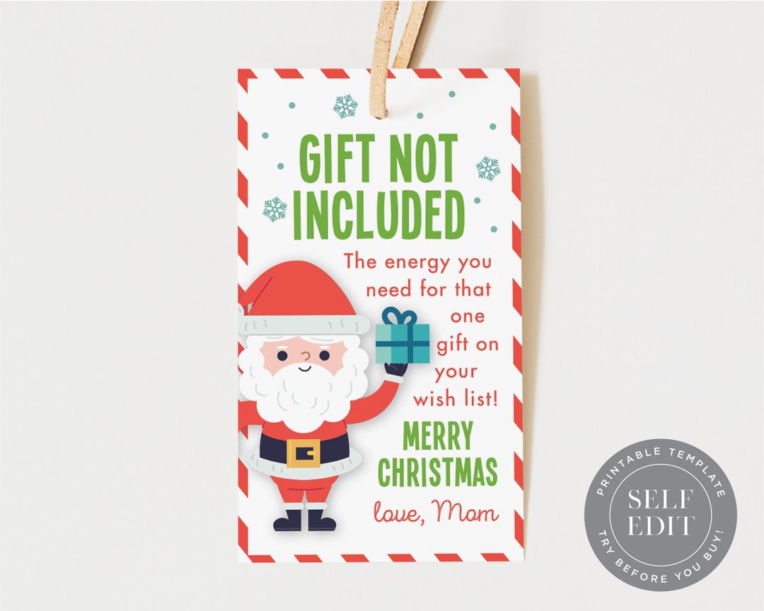 Gift Not Included Tag Printable, White Elephant Gag Gift Tag Template ...