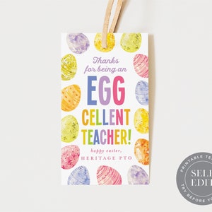 Thanks for Being an Egg-cellent Teacher Tag Template, Easter Eggs ...