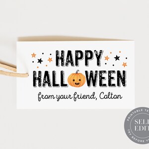 Happy Halloween Gift Tag Printable Template, Halloween Party Trick or ...