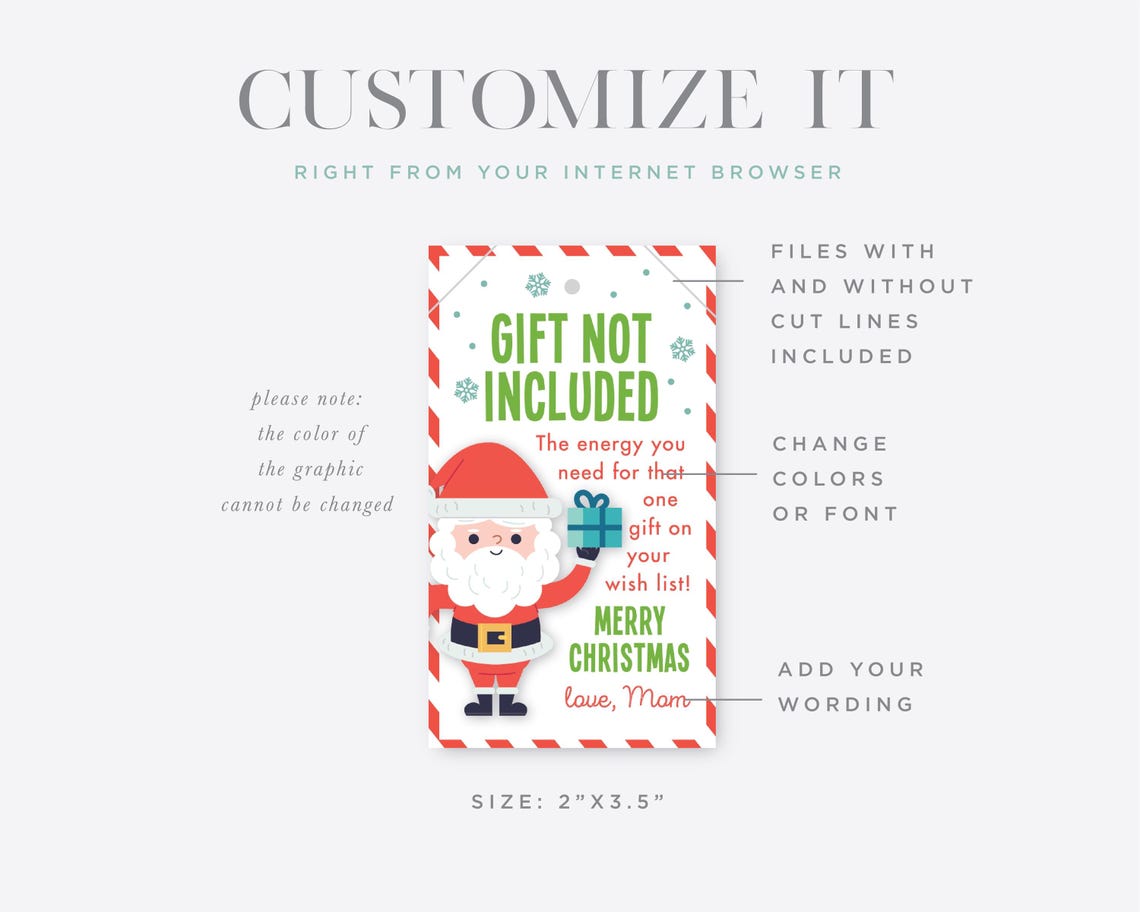 Gift Not Included Tag Printable, White Elephant Gag Gift Tag Template ...