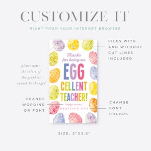 Thanks for Being an Egg-cellent Teacher Tag Template, Easter Eggs ...