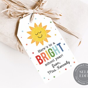 Here's to A Bright School Year Teacher Gift Tag Template, Back to ...
