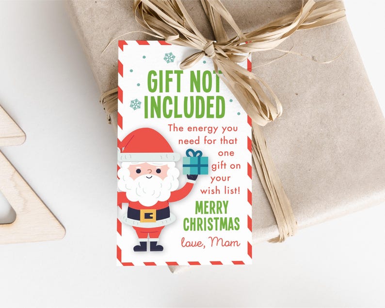 Gift Not Included Tag Printable, White Elephant Gag Gift Tag Template ...