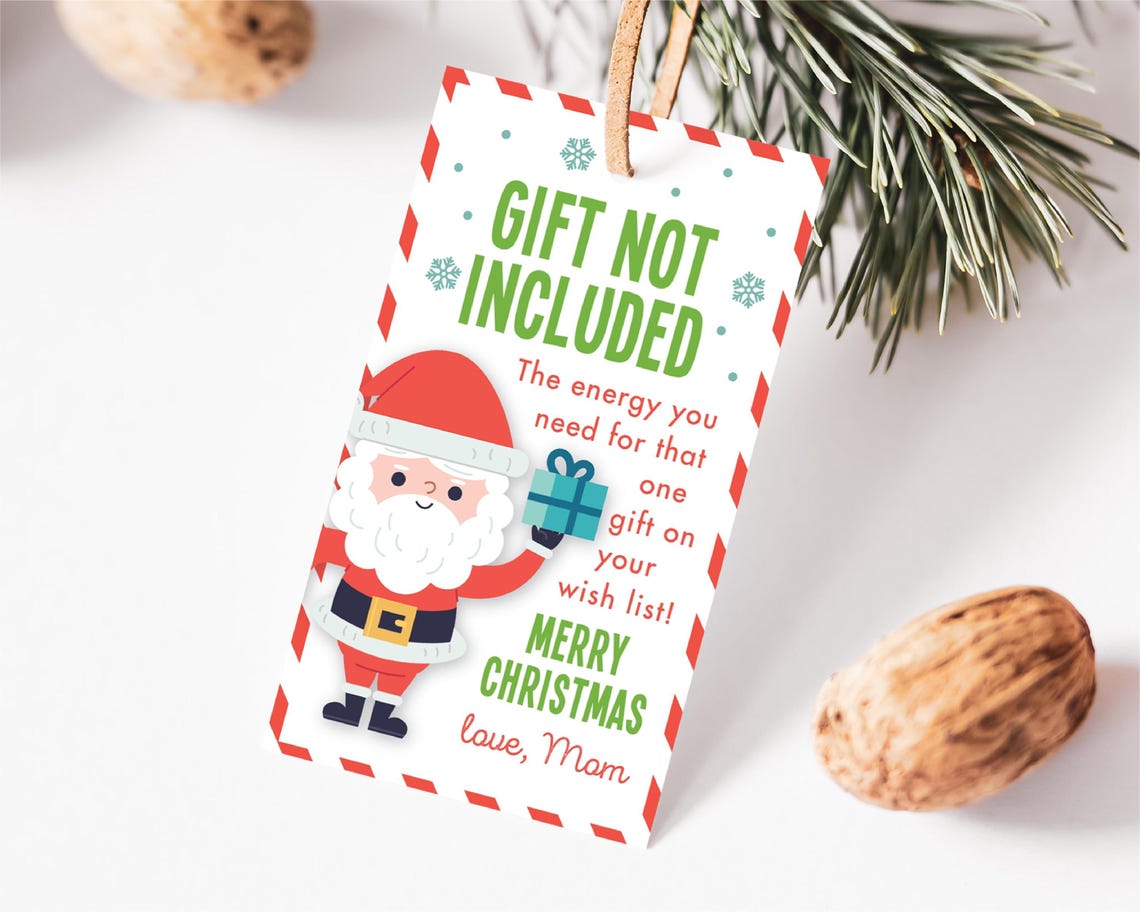 Gift Not Included Tag Printable, White Elephant Gag Gift Tag Template ...