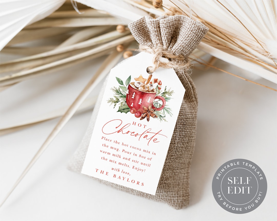 Hot Chocolate Gift Tag Printable, Hot Cocoa Gift Tag Template, School ...