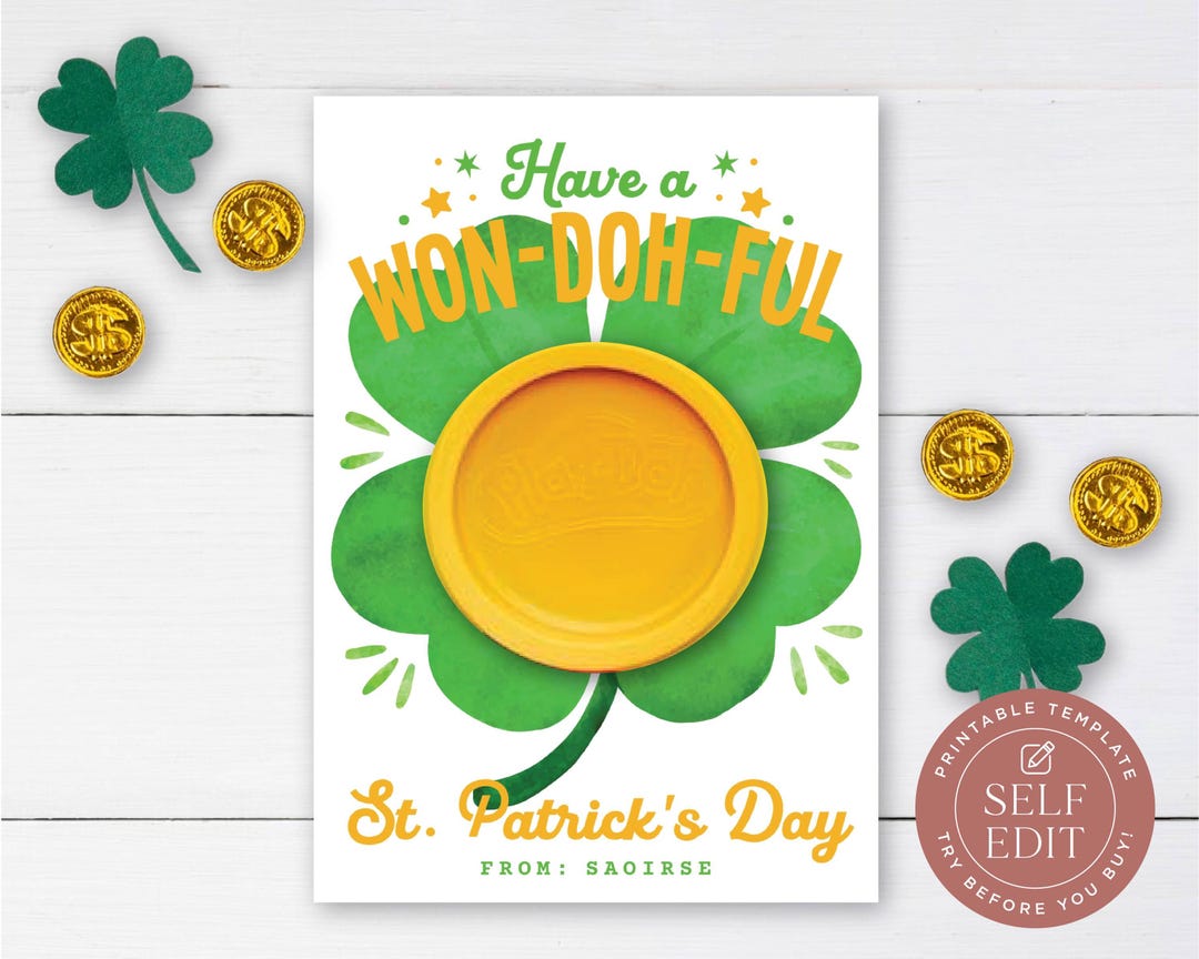 Saint Patrick's Day Play Dough Holder Printable: Have a Won-doh-ful St ...
