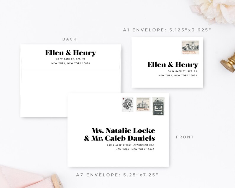 Modern Wedding Envelope Guest Address Template Industrial - Etsy
