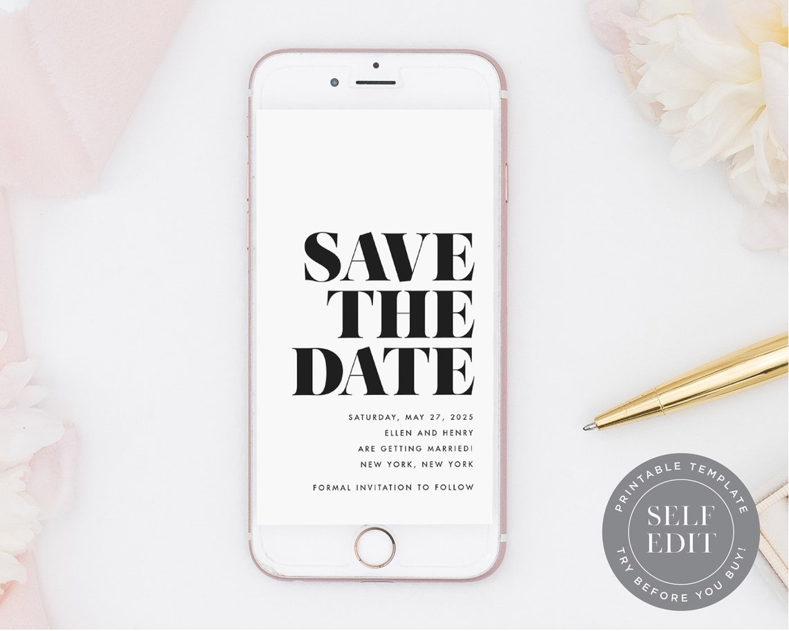Modern Digital Save the Date Electronic Save the Date or - Etsy