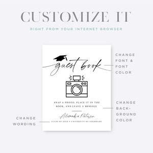 Graduation Photo Guest Book Sign: Editable Template (5x7 or 8x10) - Etsy