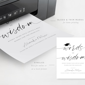 Graduation Words of Wisdom Sign & Card Template (digital Download) - Etsy