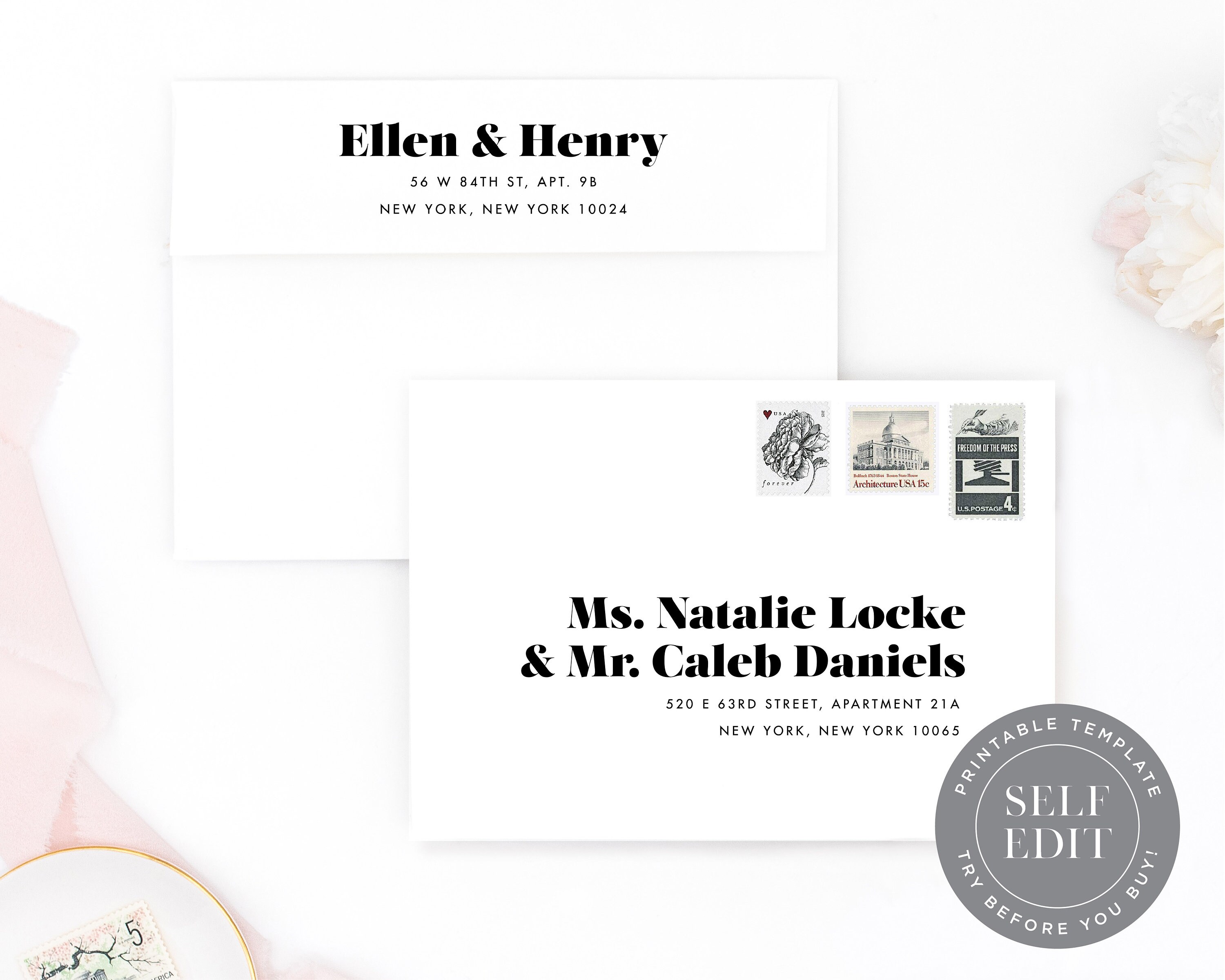 Modern Wedding Envelope Guest Address Template Industrial | Etsy