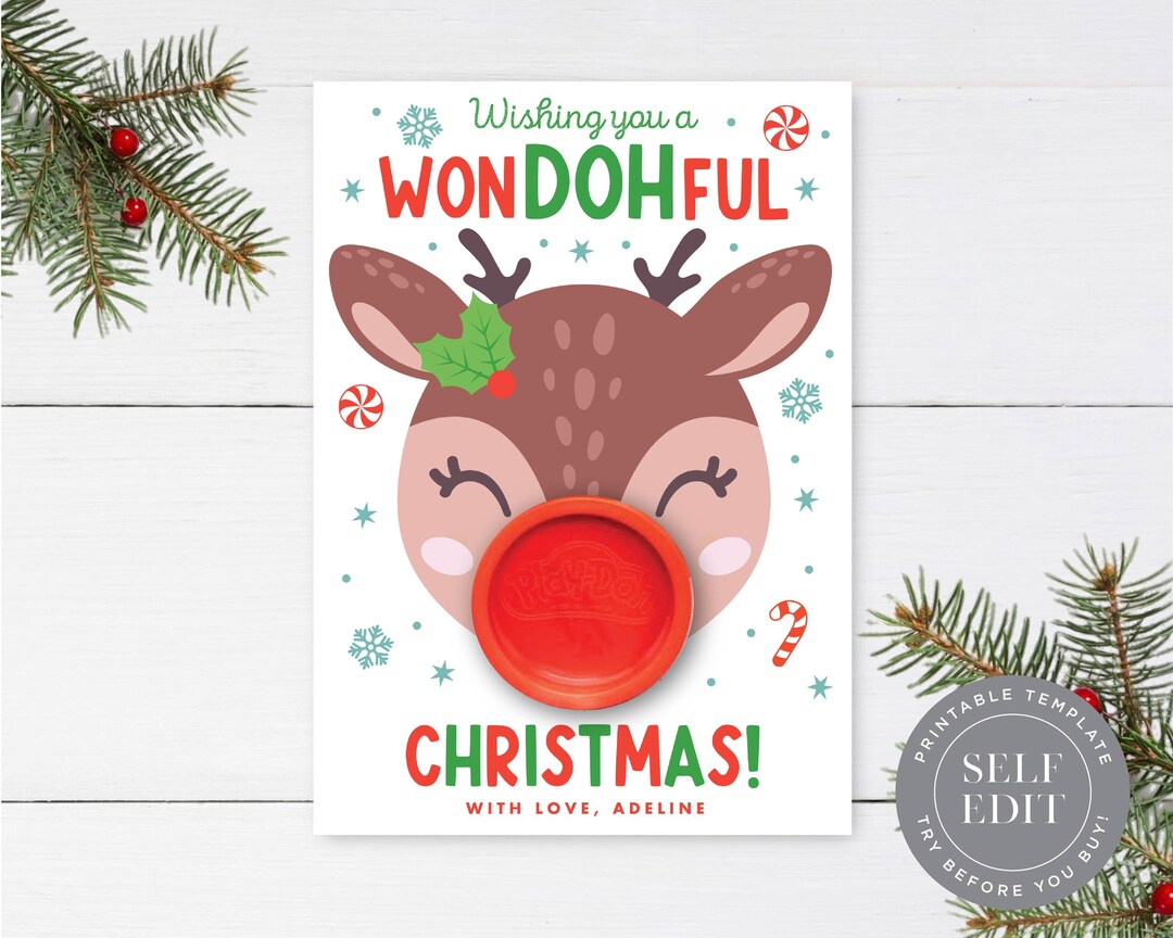 Reindeer Christmas Play Dough Holder Printable: Wishing You a Wondohful ...