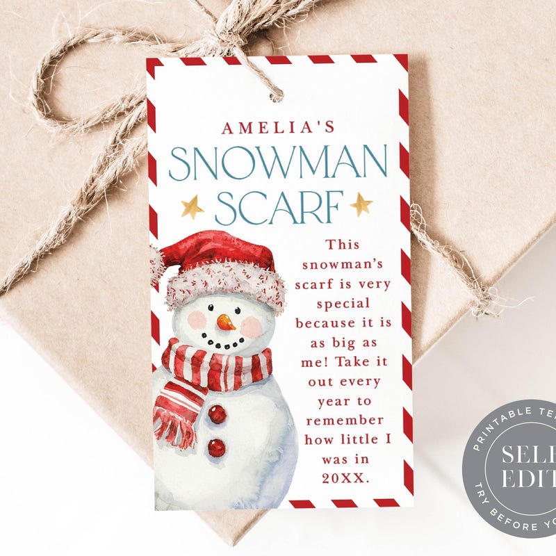 Printable Snowman Scarf - Etsy UK