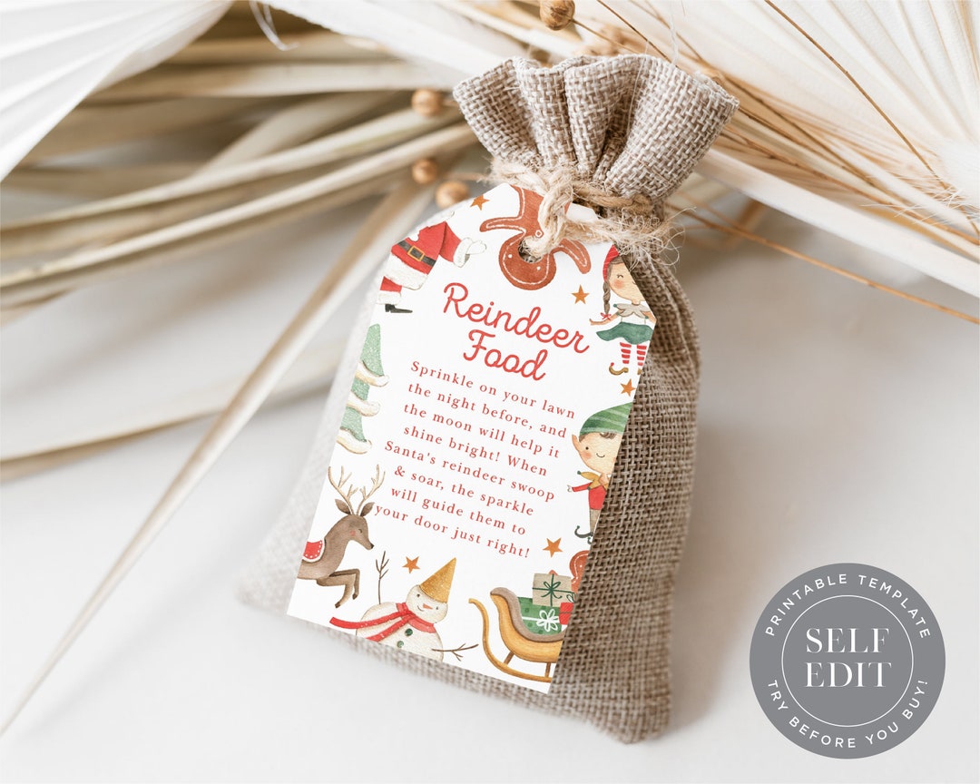 Reindeer Food Gift Tag Template Christmas Magical Reindeer - Etsy