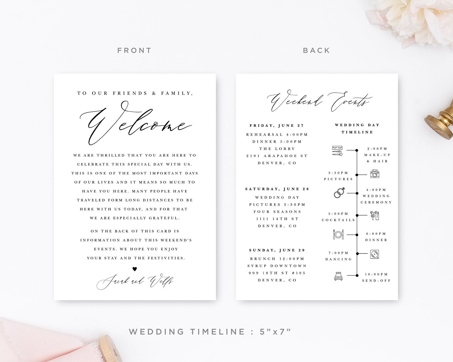 Welcome Bag Letter & Timeline Template Printable Itinerary | Etsy