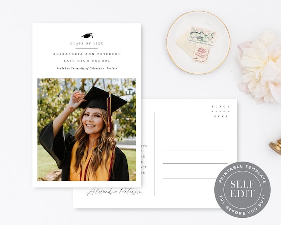 Postcard Graduation Announcement Templates Graduation Party Invitation
