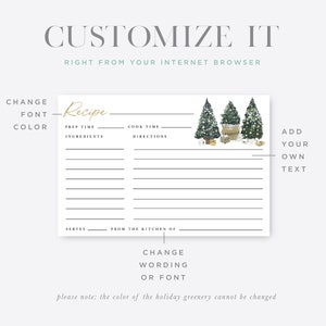 Christmas Tree Recipe Card Template, Holiday or Christmas Party Recipe ...