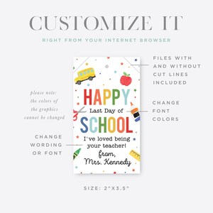 Happy Last Day of School Teacher Gift Tag Printable, End of the School ...