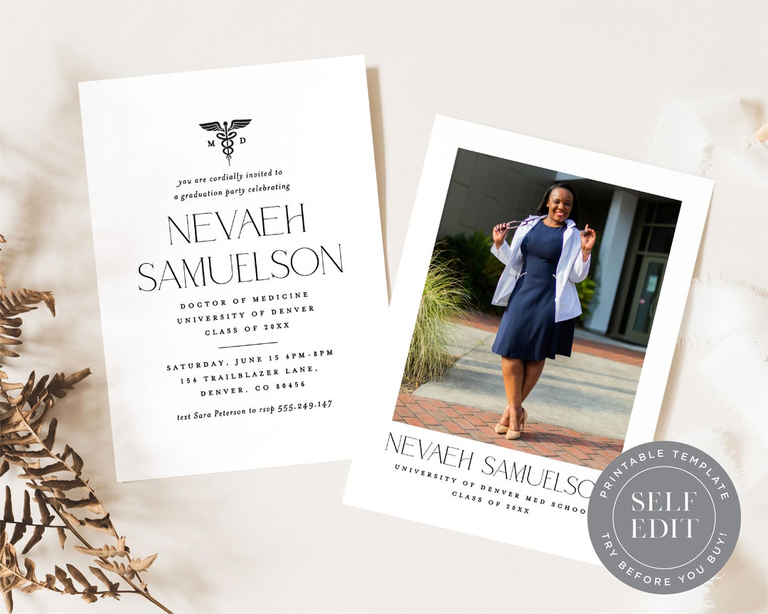 Medical School Graduation Party Invitation Template, Med School Grad ...