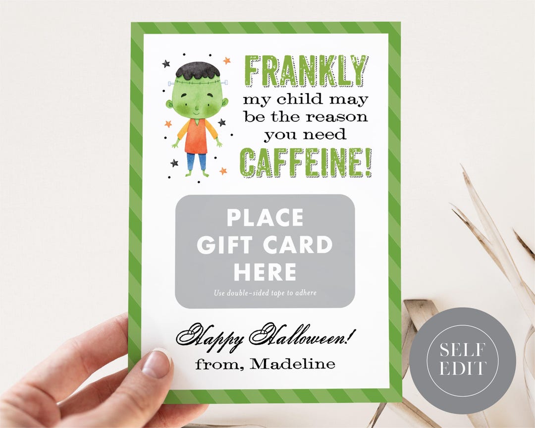 Halloween Coffee Gift Card Holder Printable, Frankenstein Funny ...