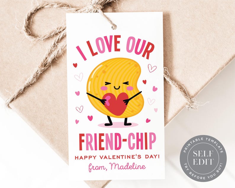 Valentine Chip Gift Tag Printable, Valentine Potato Chip Tag Template ...