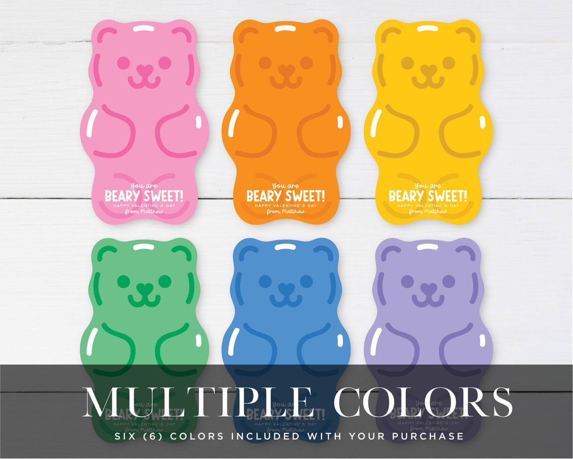 Gummy Bears Valentine Gift Holder Printable: Beary Sweet Gift for Kid's ...