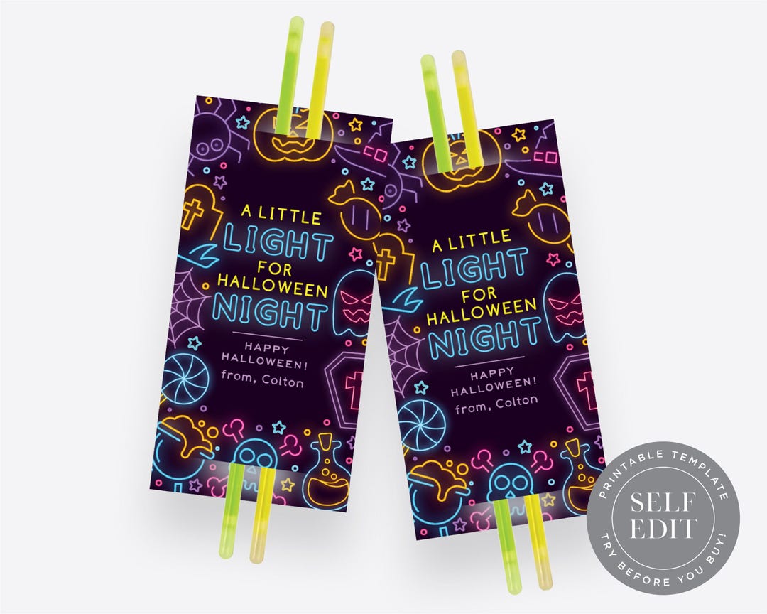 Neon Halloween Glow Stick Holder Printable, A Little Bit of Light for ...