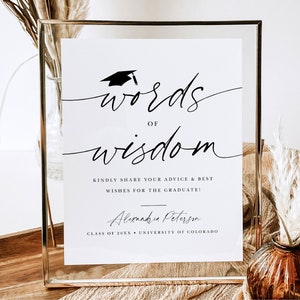 Graduation Words of Wisdom Sign & Card Template (digital Download) - Etsy