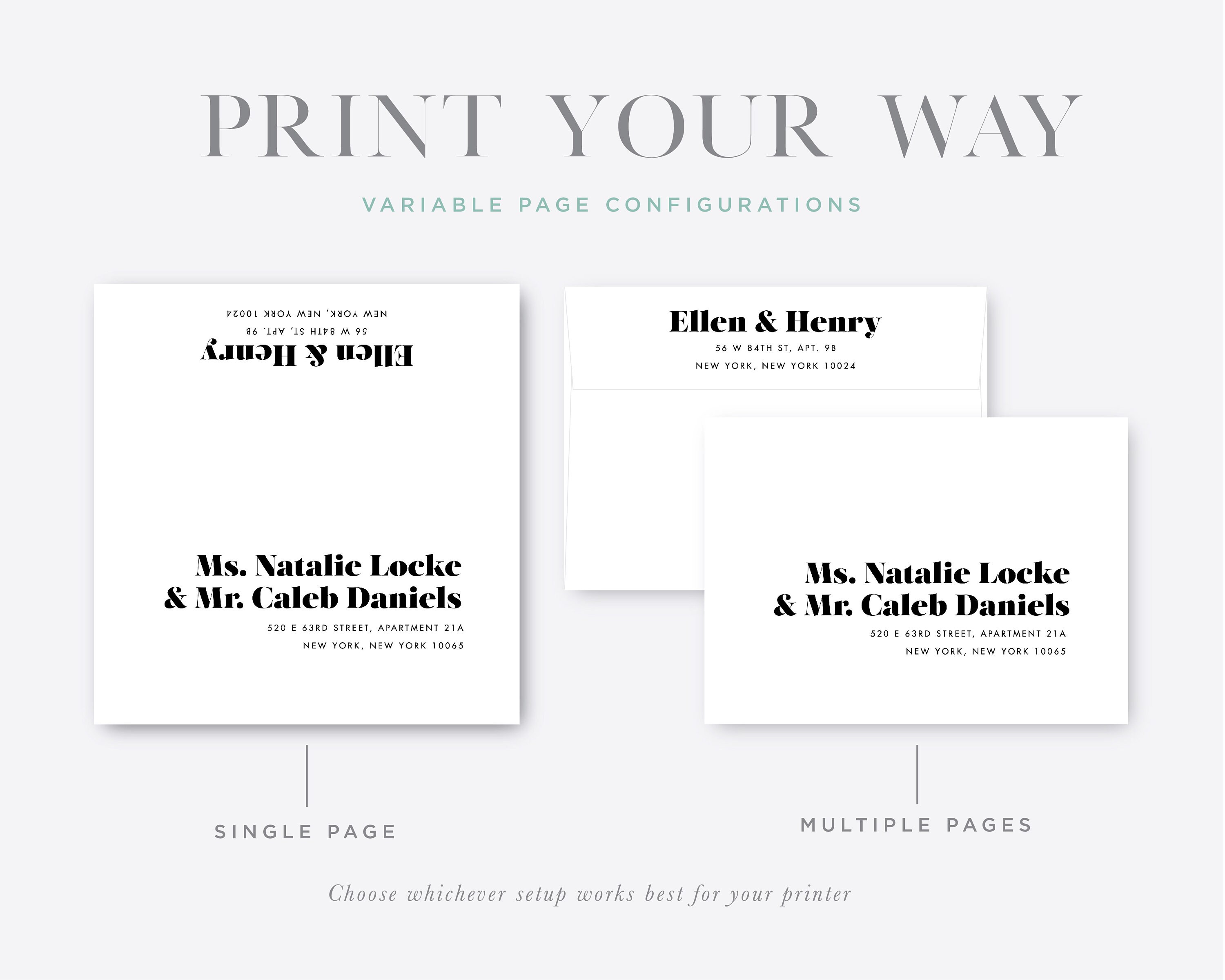 Modern Wedding Envelope Guest Address Template Industrial | Etsy