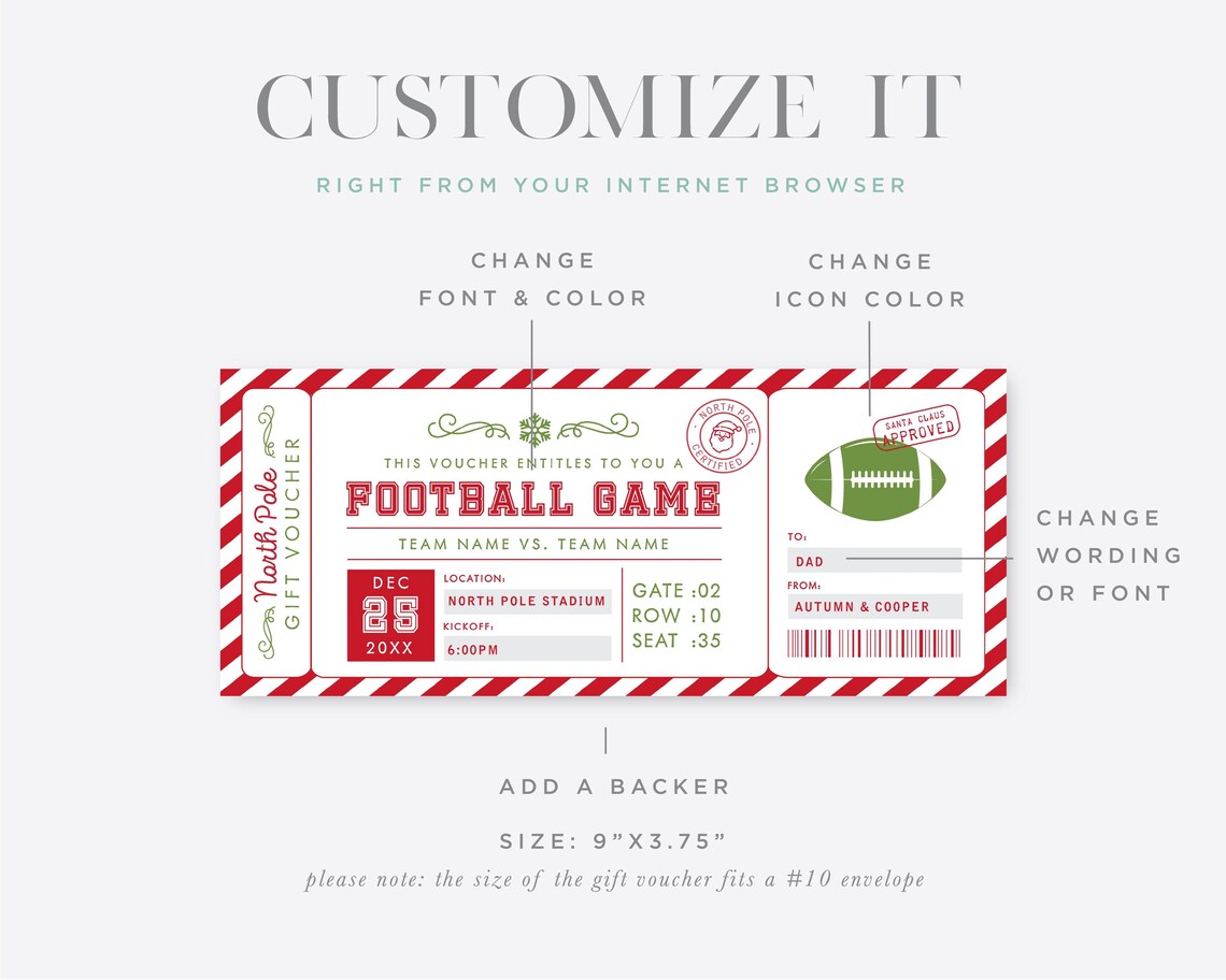 Football Game Christmas Gift Certificate Printable: Football Holiday ...