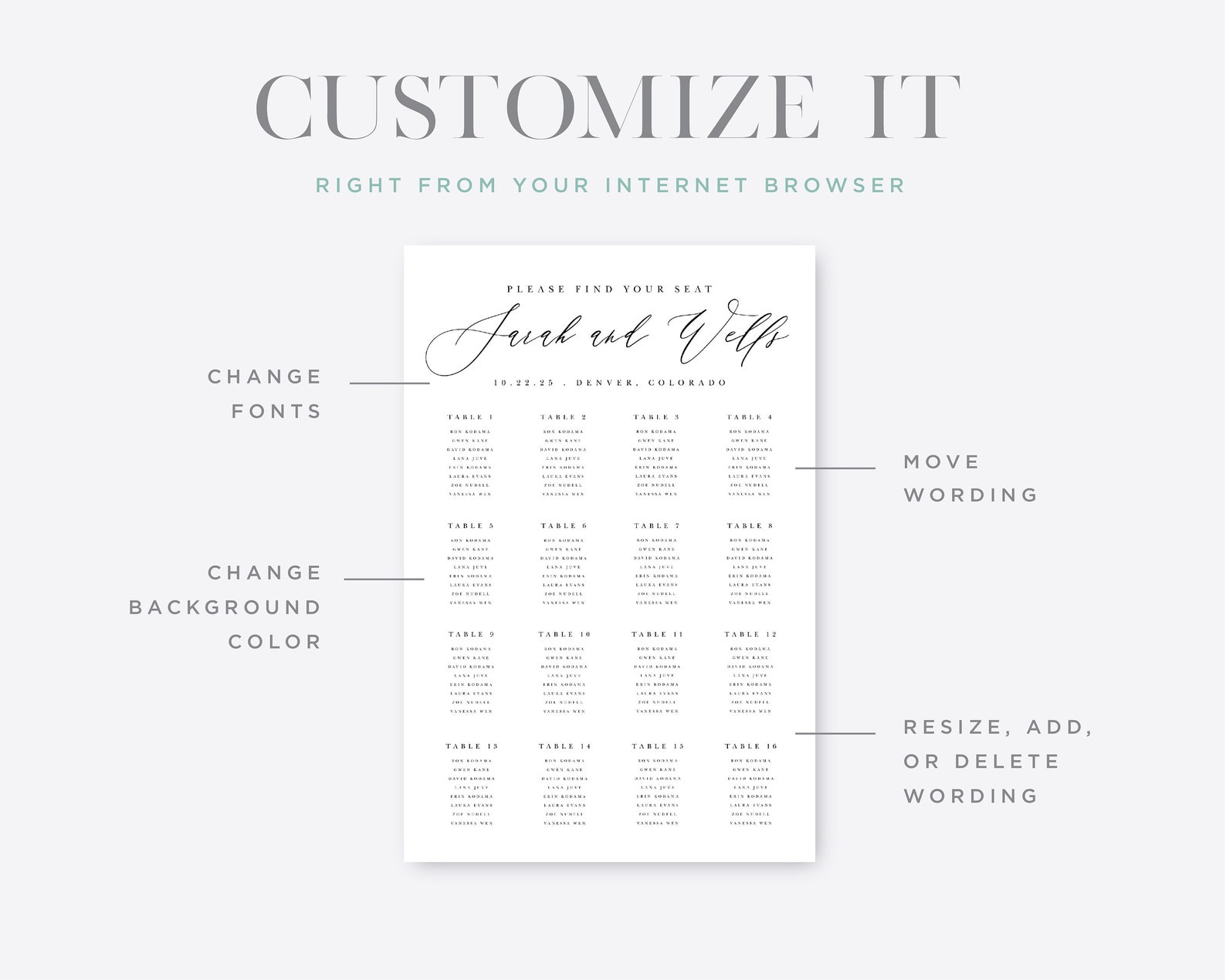 Printable Wedding Seating Chart Template Classice Black and | Etsy