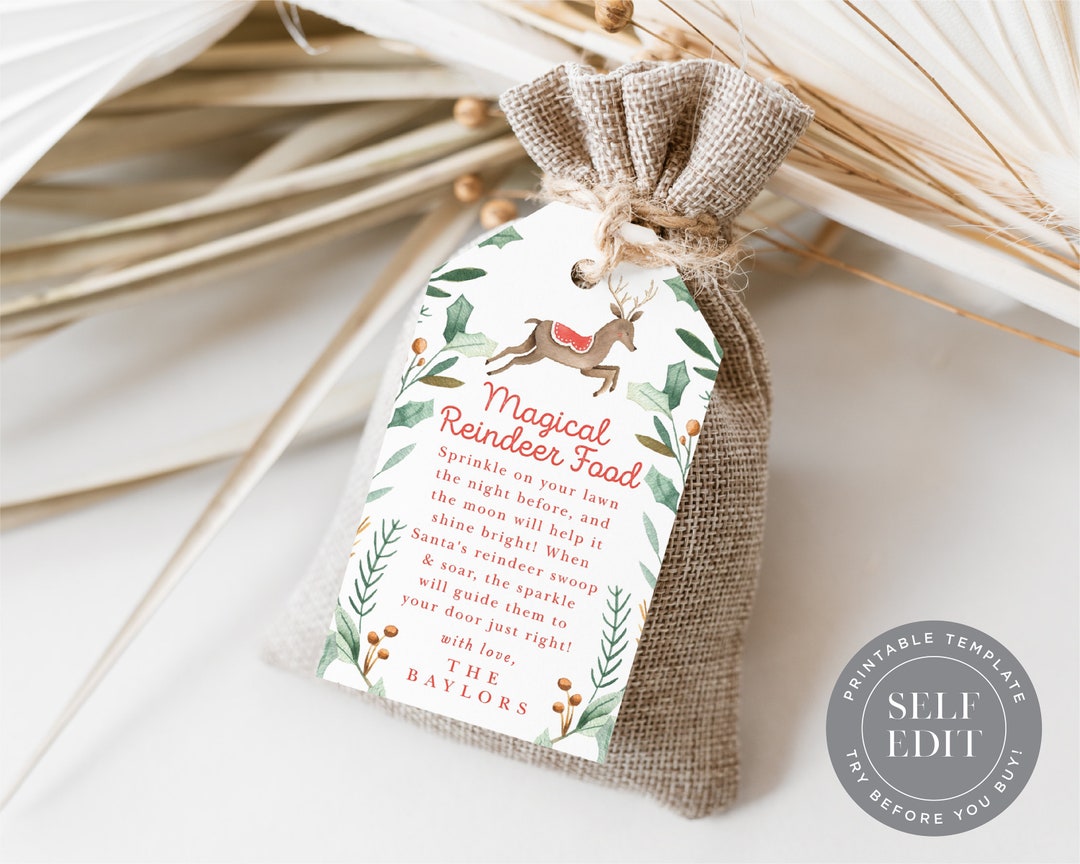 Reindeer Food Gift Tag Template, Christmas Magical Reindeer Food Tag ...