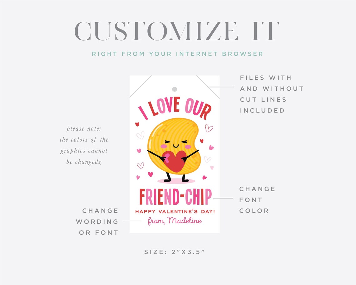 Valentine Chip Gift Tag Printable, Valentine Potato Chip Tag Template ...