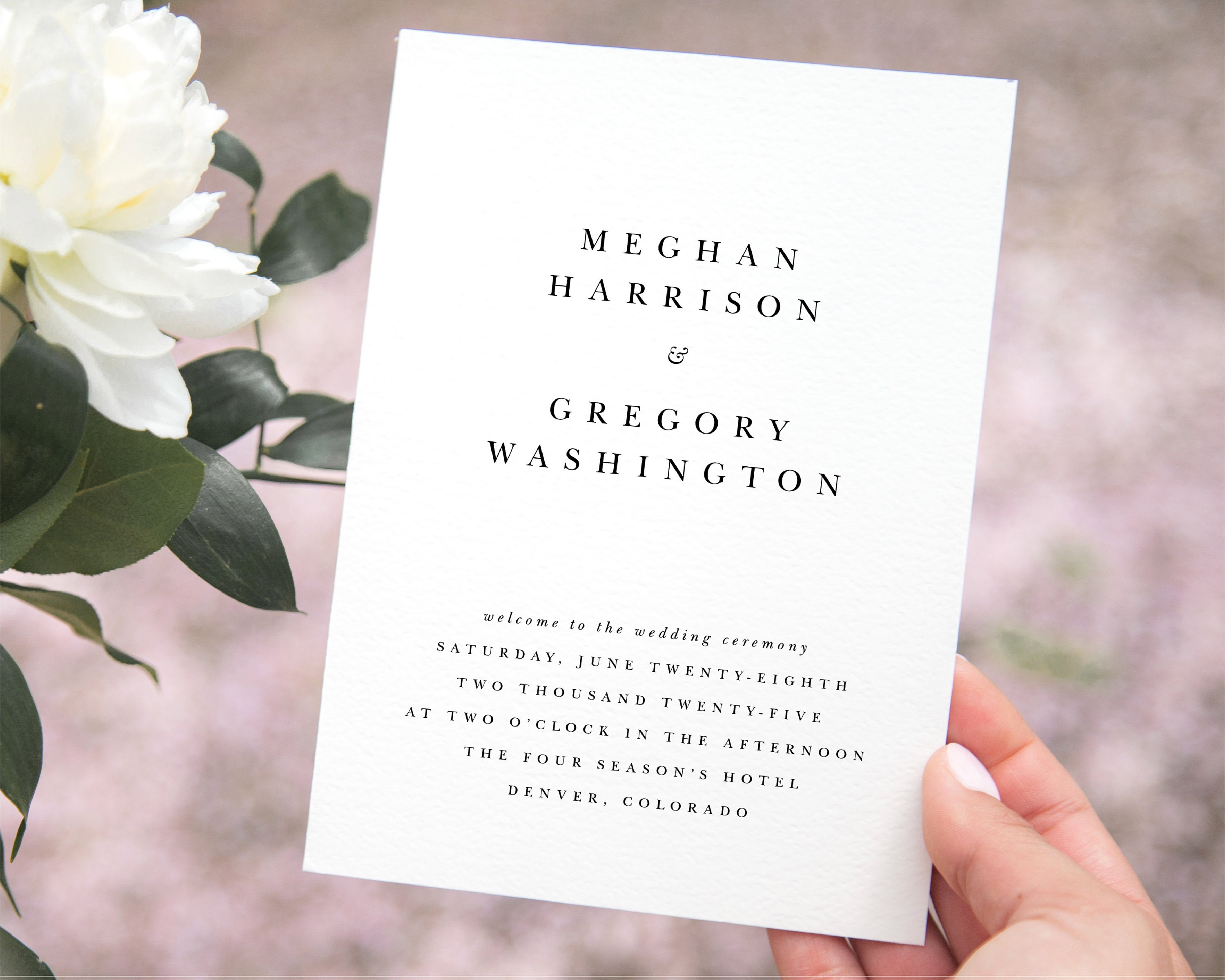 Printable Wedding Folded Program Template Minimalist Wedding | Etsy