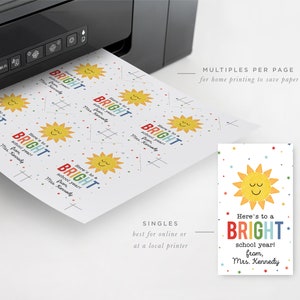 Here's to A Bright School Year Teacher Gift Tag Template, Back to ...