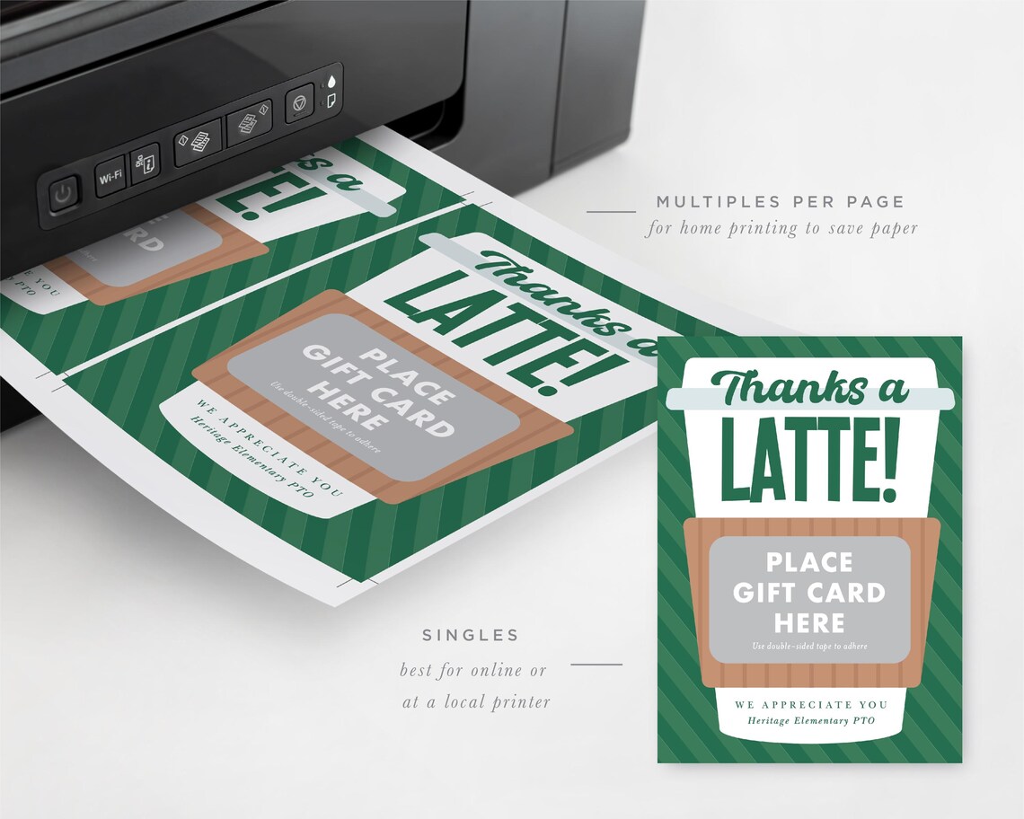 Thanks a Latte Coffee Gift Card Holder: Teacher Appreciation (corjl ...