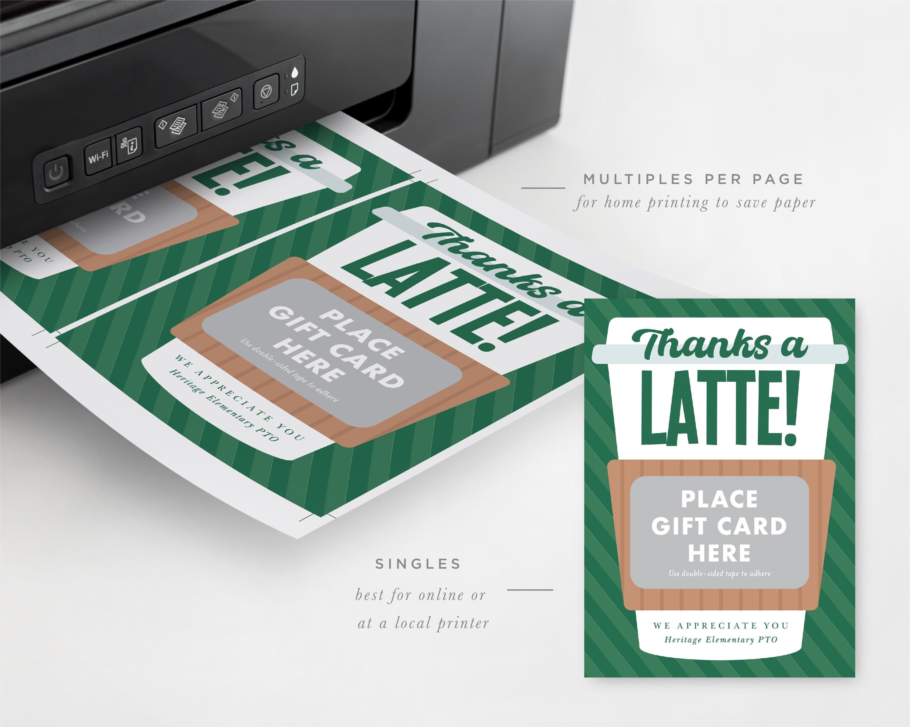 Thanks a Latte Coffee Gift Card Holder: Teacher Appreciation (corjl ...