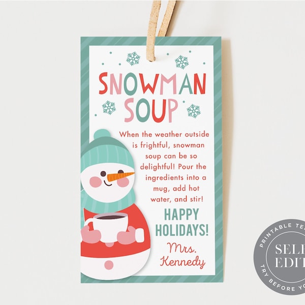 Snowman Labels - Etsy