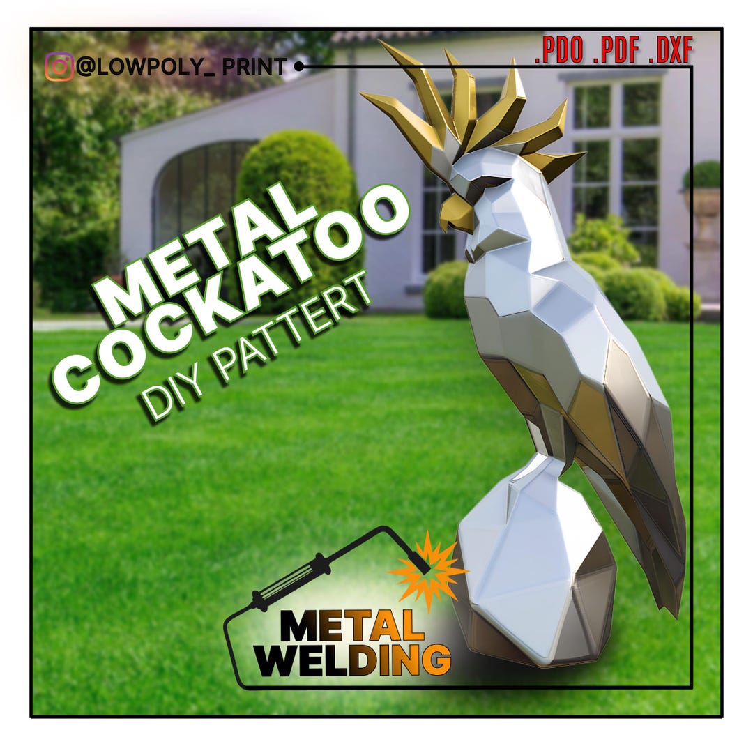 DIY Metal Cockatoo Welding Sculpture Template,digital Low Poly Cockatoo ...