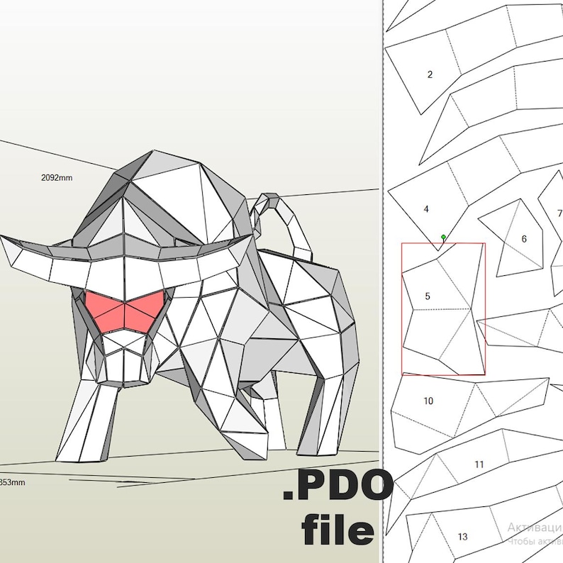 DIY Metal Bull Welding Sculpture Template,digital Low Poly Bull,dxf,pdo ...